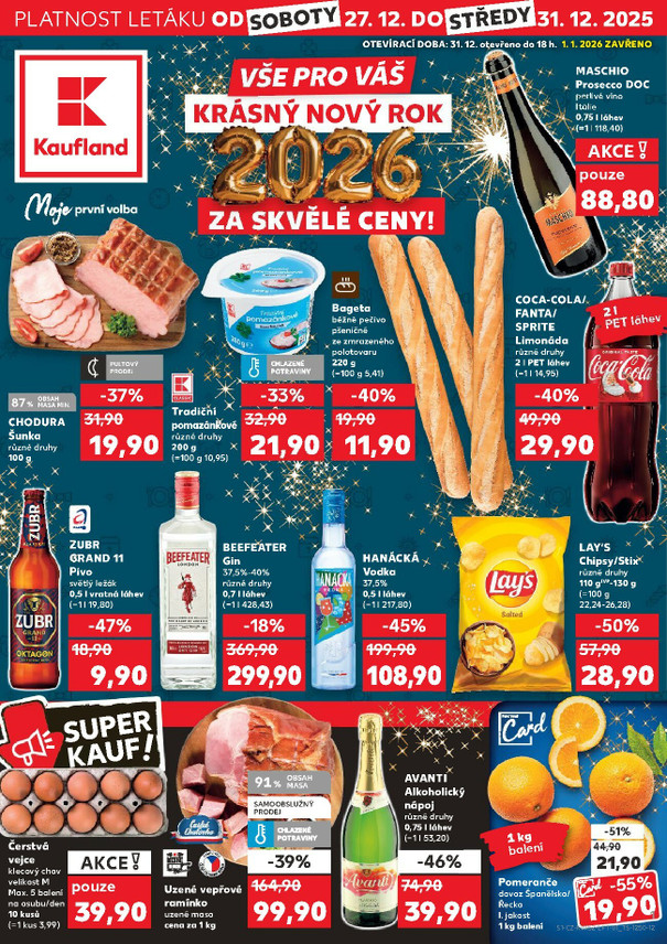 Kaufland leták aktuální od soboty 27. 12. do středy 31. 12. 2025