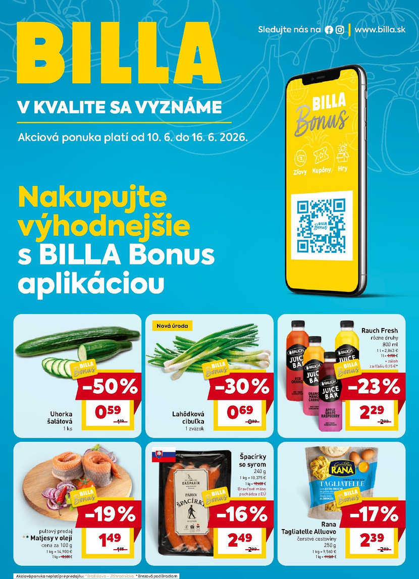 Billa leták aktuálny od stredy 10. 6. do utorka 16. 6. 2026