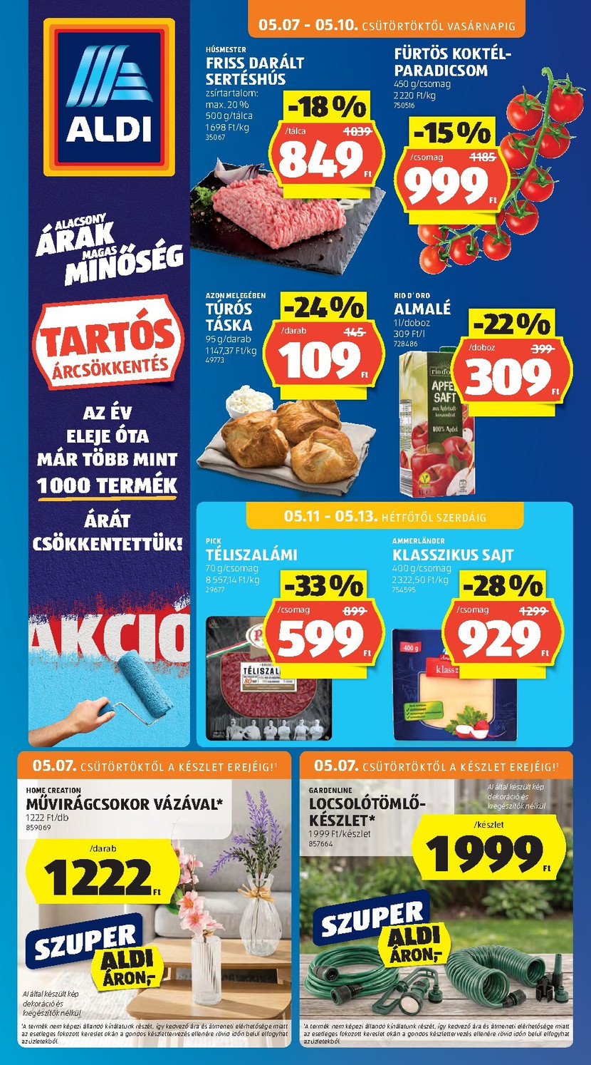 Aldi akciós újság csütörtök 2026.05.07. dátumtól szerda 05.13. dátumig