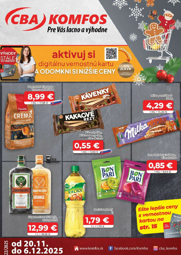 CBA leták aktuálny od štvrtku 20. 11. do soboty 6. 12. 2025