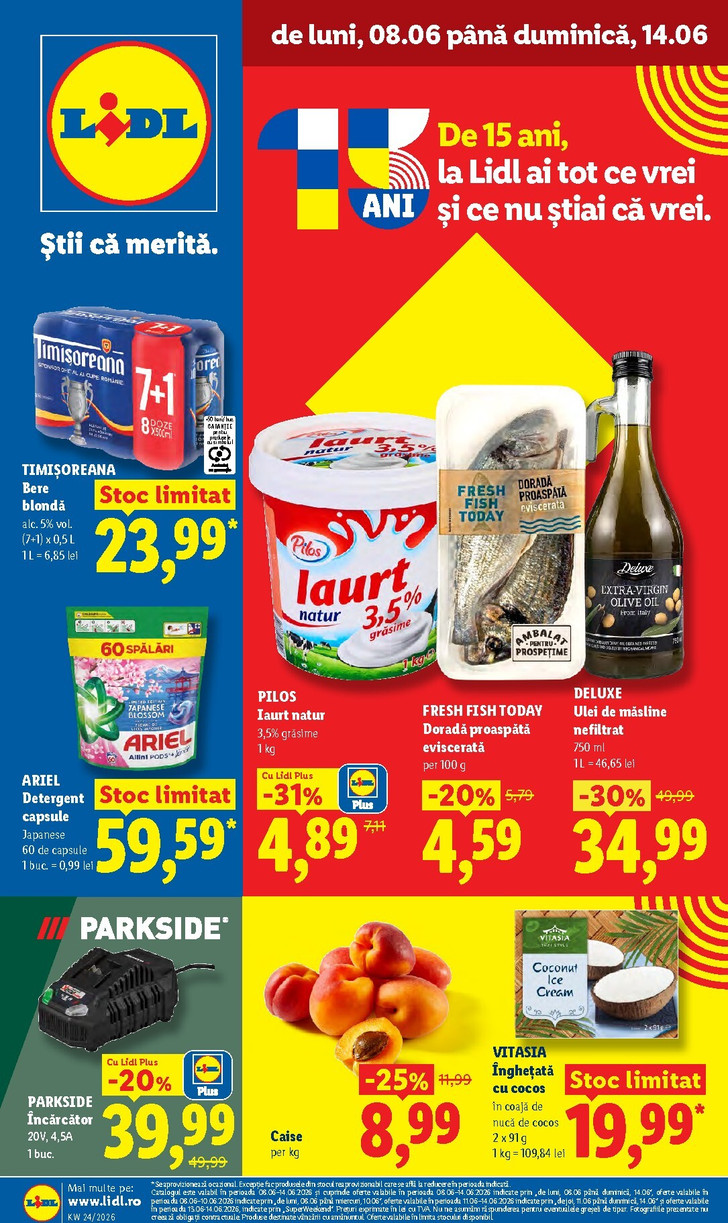 catalog Lidl valabil începând de luni 8. 6. până duminică 14. 6. 2026
